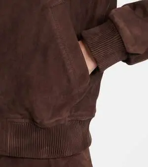 YVES SALOMON Suede Bomber Jacket - Brown