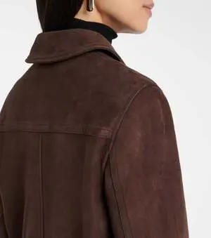 YVES SALOMON Suede Bomber Jacket - Brown