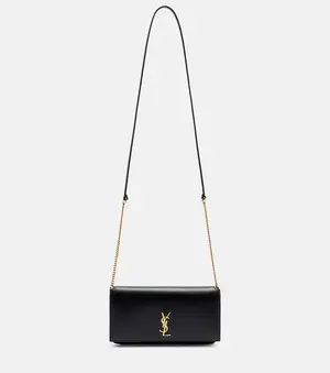 Saint Laurent Cassandre Leather Phone Pouch - Black