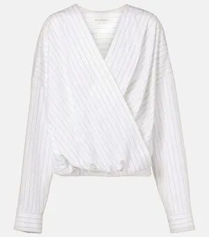 Dries Van Noten Striped Cotton Top Blue