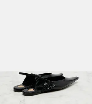 Saint Laurent Leather Slingback Flats - Black