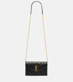 Saint Laurent Cassandre Matelassé Envelope Wallet On Chain - Black