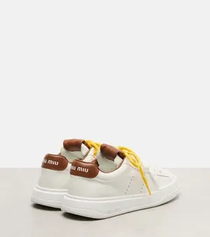 Miu Miu Logo Leather Sneakers
