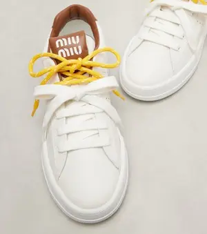 Miu Miu Logo Leather Sneakers