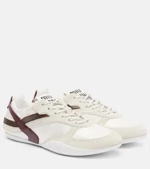 Miu Miu Gymnasium Suede-Trimmed Sneakers White