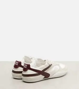 Miu Miu Gymnasium Suede-trimmed Sneakers - White