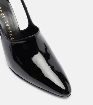 HERBERT LEVINE Cover-up Patent Leather Slingback Pumps