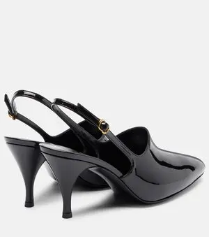HERBERT LEVINE Patent Leather Pointed Toe Slingback Pumps - Black