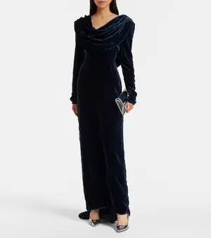 Remain Birger Christensen Ivette Draped Velvet Gown