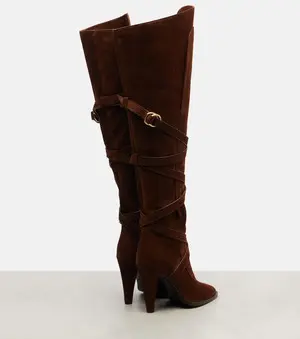 Saint Laurent Suede Knee-high Boots