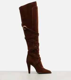 Saint Laurent Suede Knee-high Boots
