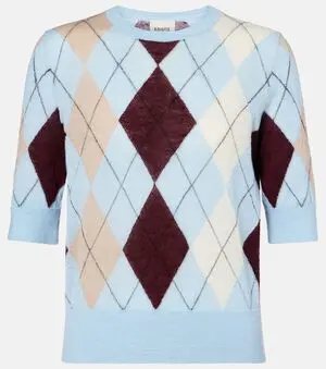 Khaite Anders Argyle Cashmere And Mohair Top - Blue