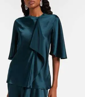 ROKSANDA Naiara Draped Silk Satin Top