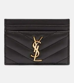 Saint Laurent Cassandre Matelassé Leather Card Holder - Black
