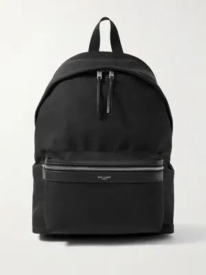 Saint Laurent City Leather-trimmed Canvas Backpack - Black