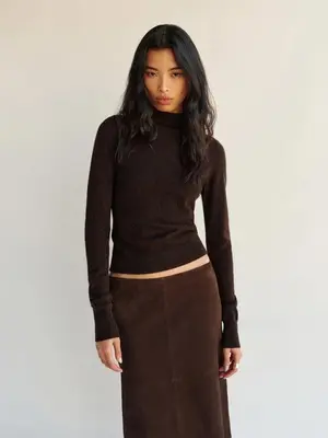 REFORMATION Jett Cashmere Turtleneck - Brown