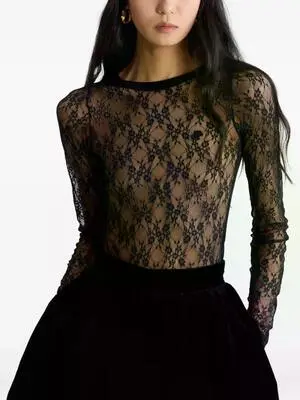 PATOU Lace Floral Long-sleeve Top