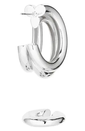 Rabanne Triple Loop Hoop Earrings & Ear Cuff Set - Silver