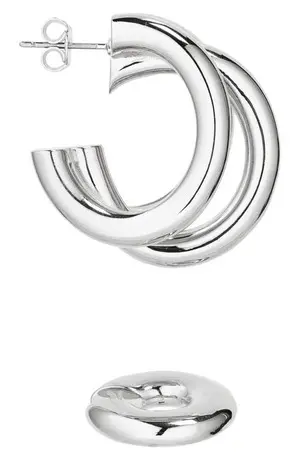 Rabanne Triple Loop Hoop Earrings & Ear Cuff Set - Silver