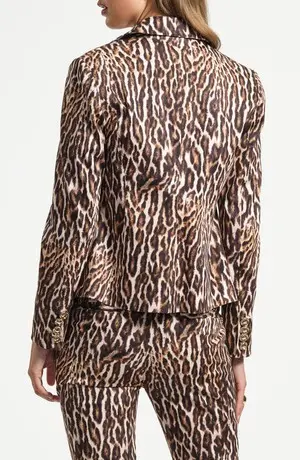 ISAAC MIZRAHI NEW YORK Printed Sateen Jacket - Leopard