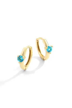 MINT & LILY Solitaire Birthstone Huggie Hoop Earrings - December Blue Topaz