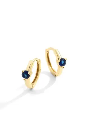 MINT & LILY Solitaire Birthstone Huggie Hoop Earrings - September Sapphire