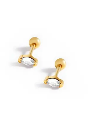 MINT & LILY Marquis Gemstone Sleeper Stud Earrings - Gold /clear