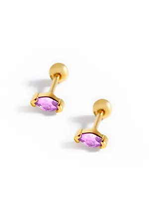 MINT & LILY Marquis Gemstone Sleeper Stud Earrings Gold /pink