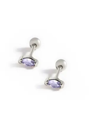 MINT & LILY Marquis Gemstone Sleeper Stud Earrings - Silver /purple
