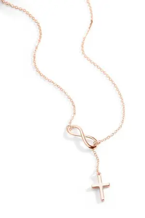 MINT & LILY Infinity Cross Pendant Necklace - 18k Rose Gold Plated