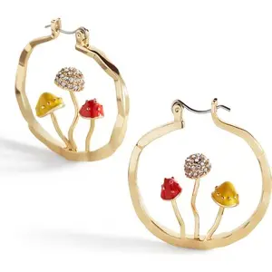 MINT & LILY Mushroom Hoop Earrings 18k Gold Plated