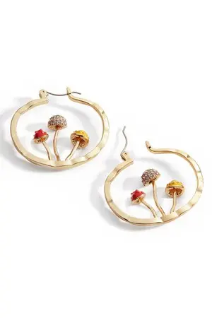 MINT & LILY Mushroom Hoop Earrings - Goldone