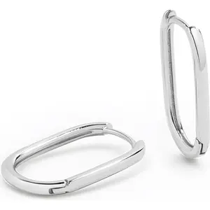 MINT & LILY Retro Box Huggie Hoop Earrings Silver