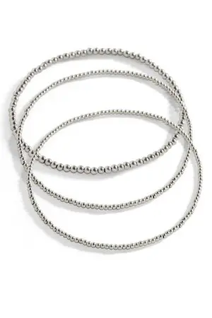 MINT & LILY Beaded Stacking Bracelet Set - Silver