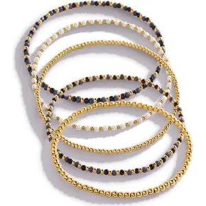 MINT & LILY Beaded Stacking Set Bracelets - 18k Gold Plated