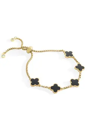 MINT & LILY Clover Enamel Bracelet - Black Enamel