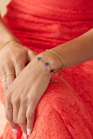 MINT & LILY Clover Enamel Bracelet - Navy Enamel