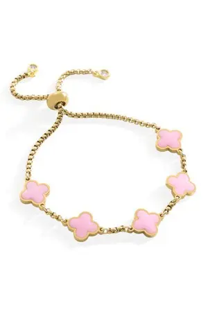 MINT & LILY Clover Enamel Bracelet - Pink Enamel