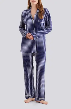 PAPINELLE Kate Pajamas - Navy/cream Stripe