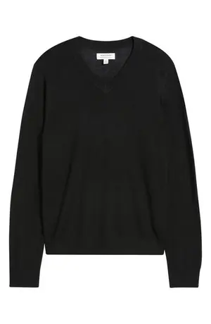 Nordstrom Merino Wool V-neck Sweater - Black Caviar