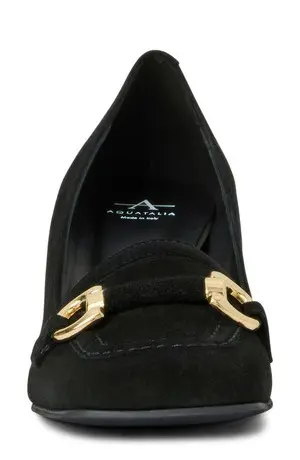 Aquatalia Corrina Weatherproof Loafer Pump - Black Suede