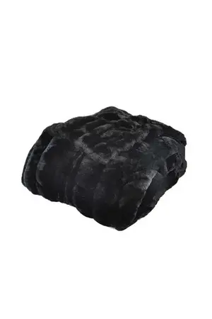 SEA TO ME BLANKETS La Escapade Faux Fur Throw Blanket - Black