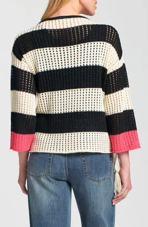 APNY Stripe Open Stitch Sweater