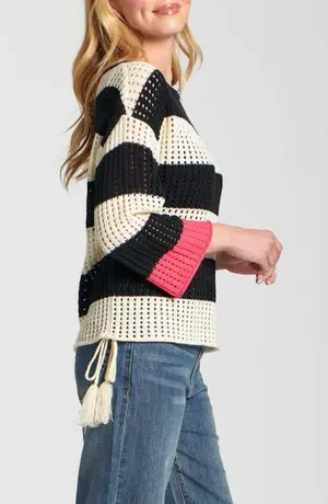 APNY Stripe Open Stitch Sweater