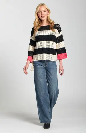 APNY Stripe Open Stitch Sweater