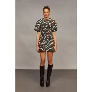 AMUR Tanner Puff Sleeve Mini Dress - Aerial Terrain