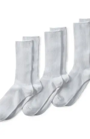 LANDS' END Crew Socks 3-pack - White
