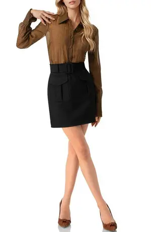 IVONNE Belted Skirt With Pockets