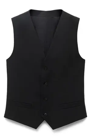 Mango Paris Super Slim Fit Suit Vest - Black