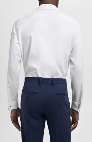 Mango Slim Fit Cotton Suit Button-up Shirt - White